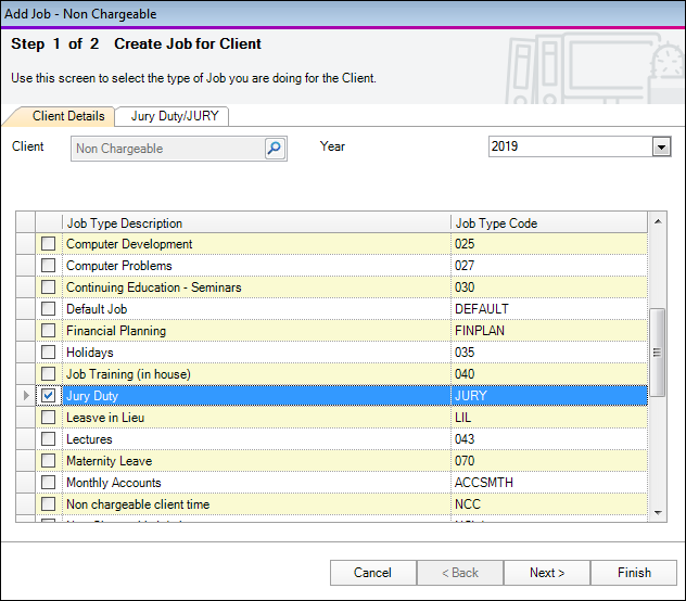 Adding a non-chargeable job to the non-chargeable client
